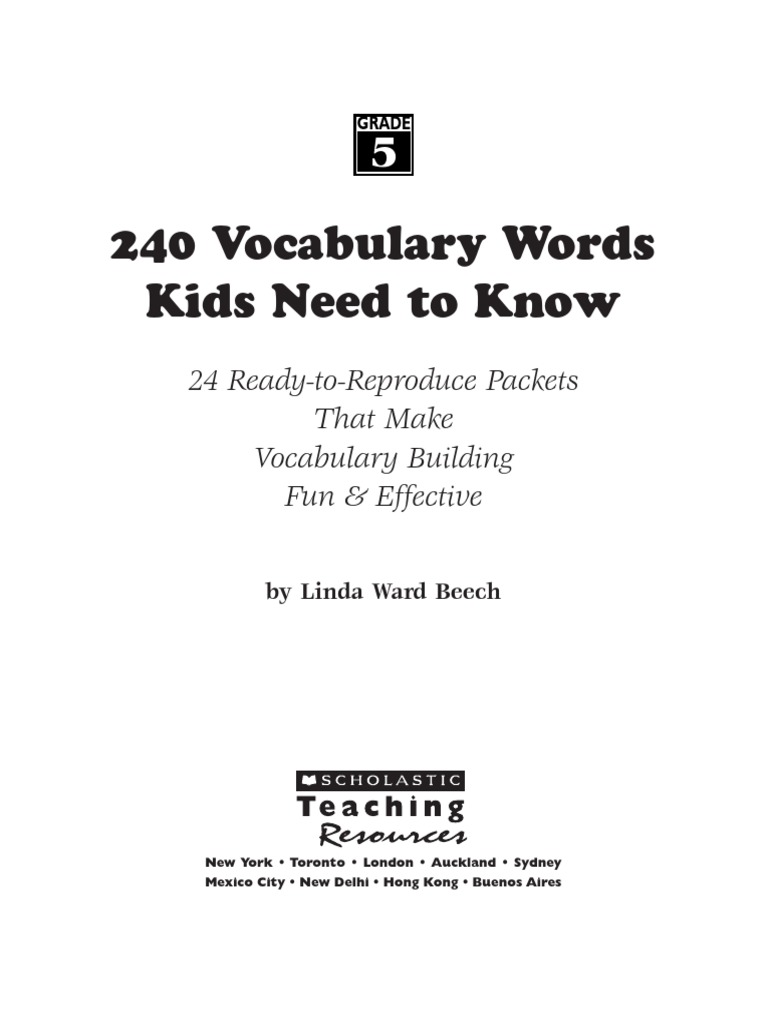 240 Vocabulary Words 5th Grade Kids Need To Know | PDF | Semiotics ...