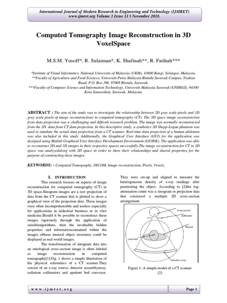 Computed Tomography Image Reconstruction in 3D VoxelSpace | PDF | Voxel ...