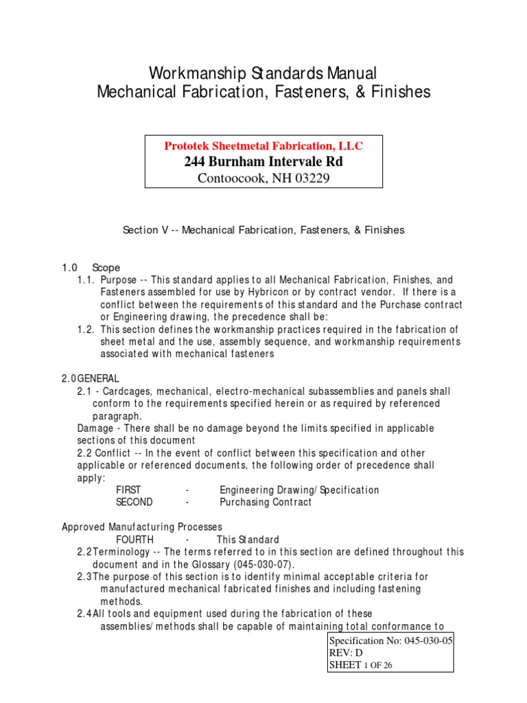 Workmanship Standards Manual | PDF | Rivet | Screw