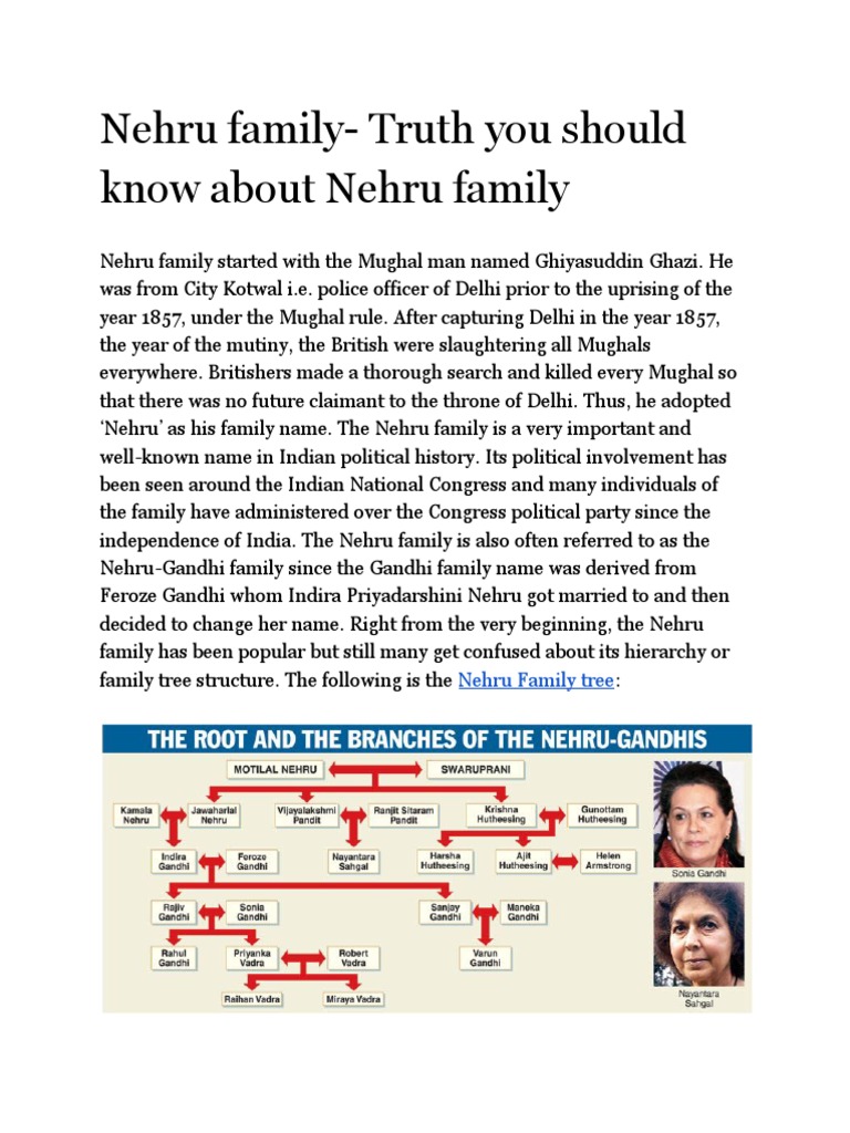 Nehru Family - Truth You Should Know About Nehru Family | PDF ...