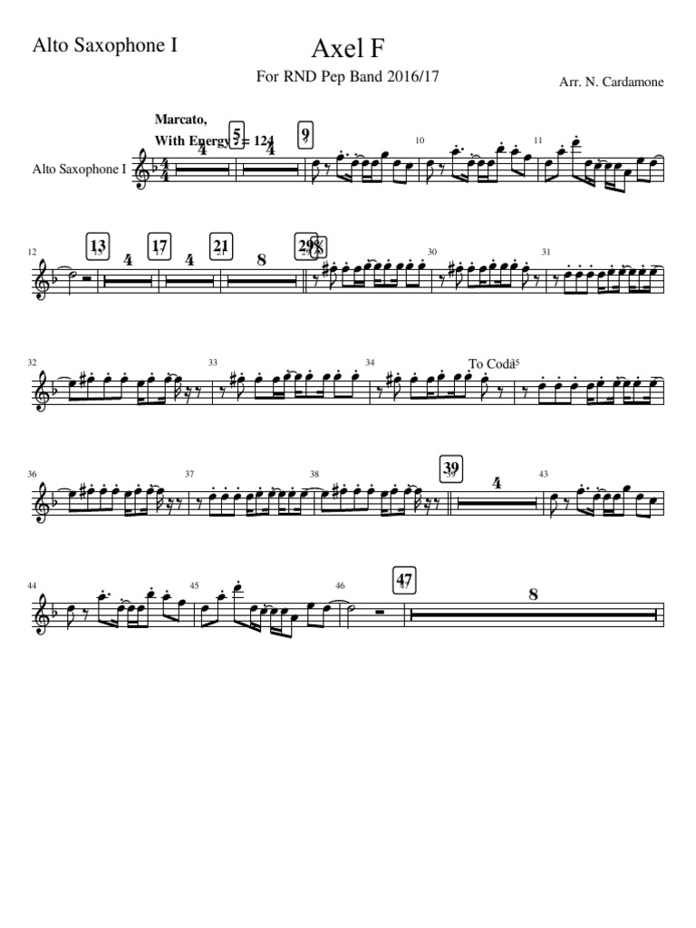 Axel F-Alto Saxophone I | PDF