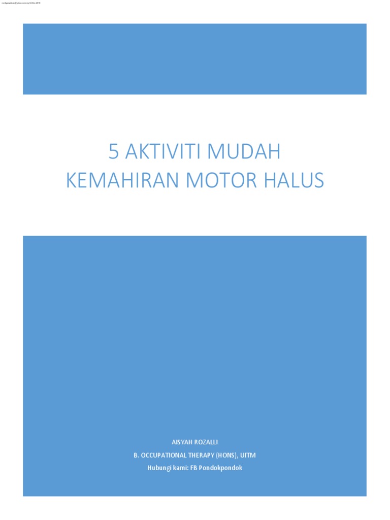 Aktiviti Meningkatkan Kemahiran Motor Halus | PDF