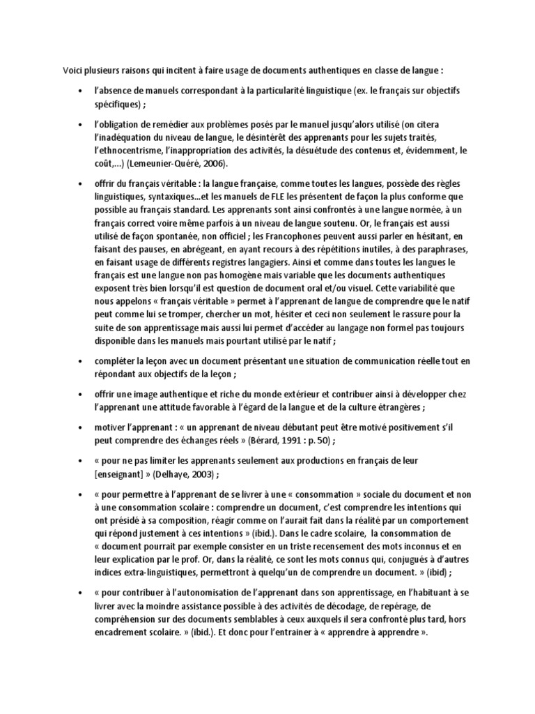 Avantages des documents authentiques en FLE | PDF | Langue française ...
