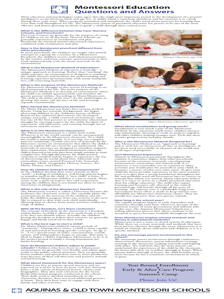 Questions and Answers: Montessori Education | PDF | Montessori ...