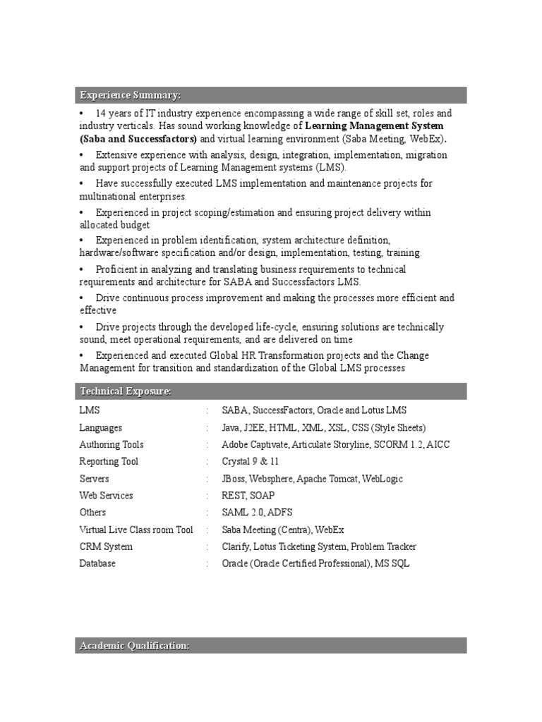 Experience Summary | PDF | Oracle Database | Cloud Computing