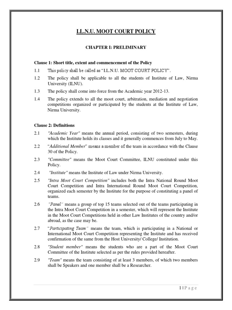 I.L.N.U. Moot Court Policy: An Overview of the Guidelines and Framework ...