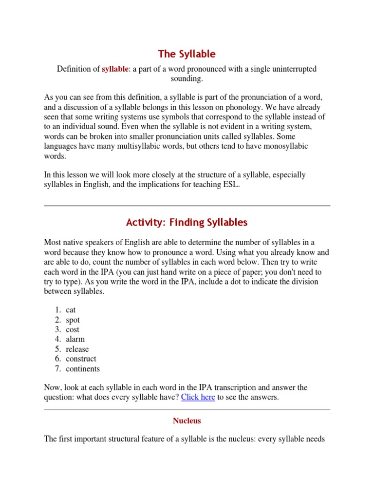 The Syllable | PDF | Syllable | Consonant