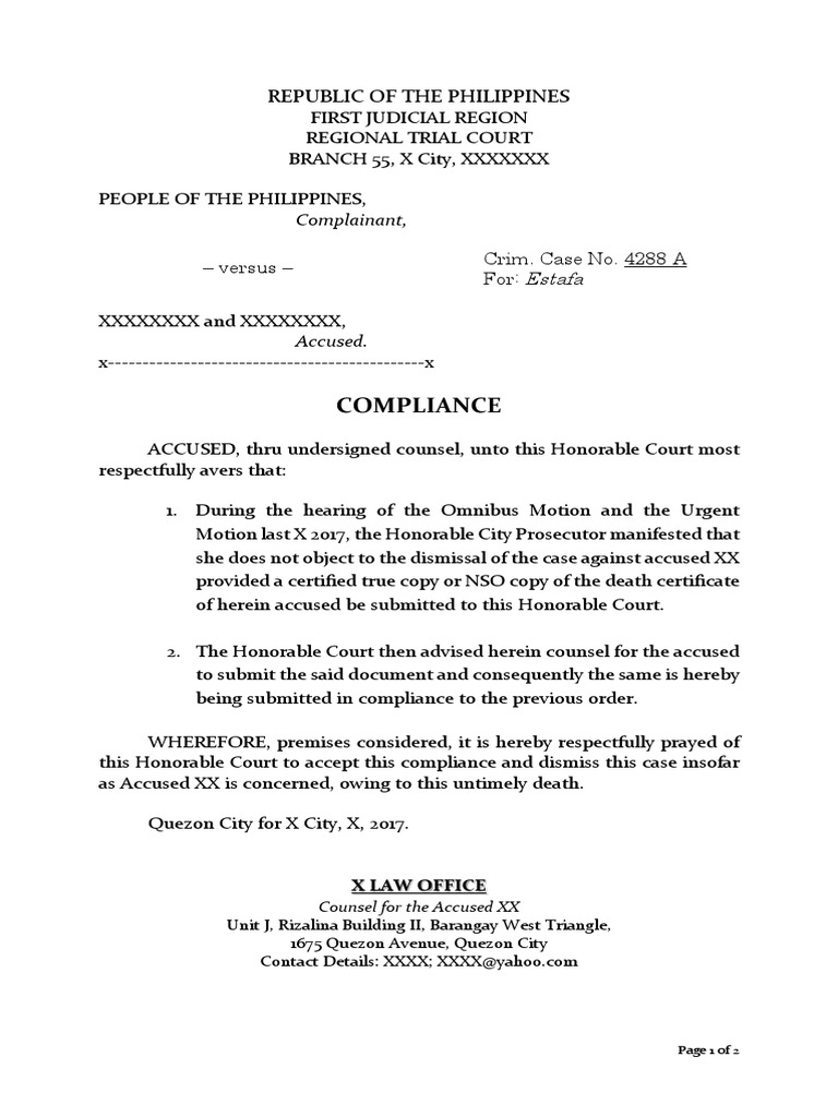 Compliance: Republic of The Philippines | PDF | Courts | Public Sphere