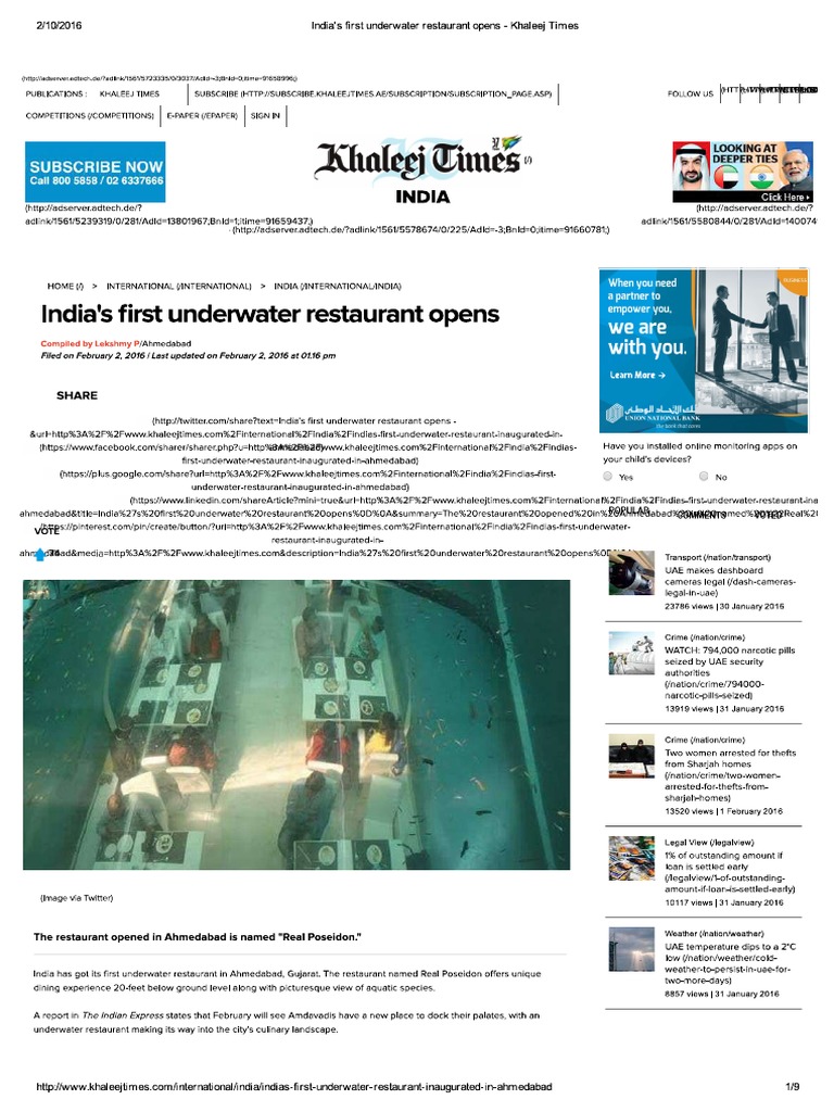 Underwater Restaurants | PDF | Restaurant And Catering