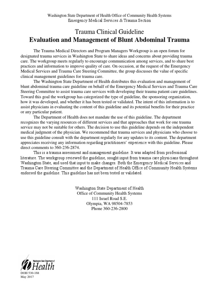 Abdominal Blunt Trauma | PDF | Major Trauma | Health Care