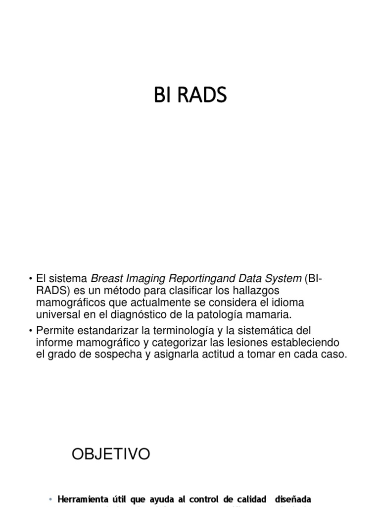 Clasificación BI-RADS en Diagnóstico Mamario | PDF | Cáncer de mama ...