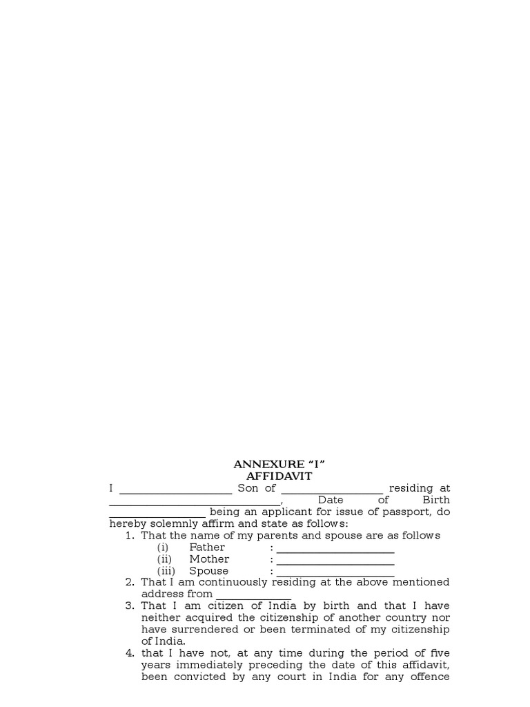 Annexure "I" Affidavit | PDF