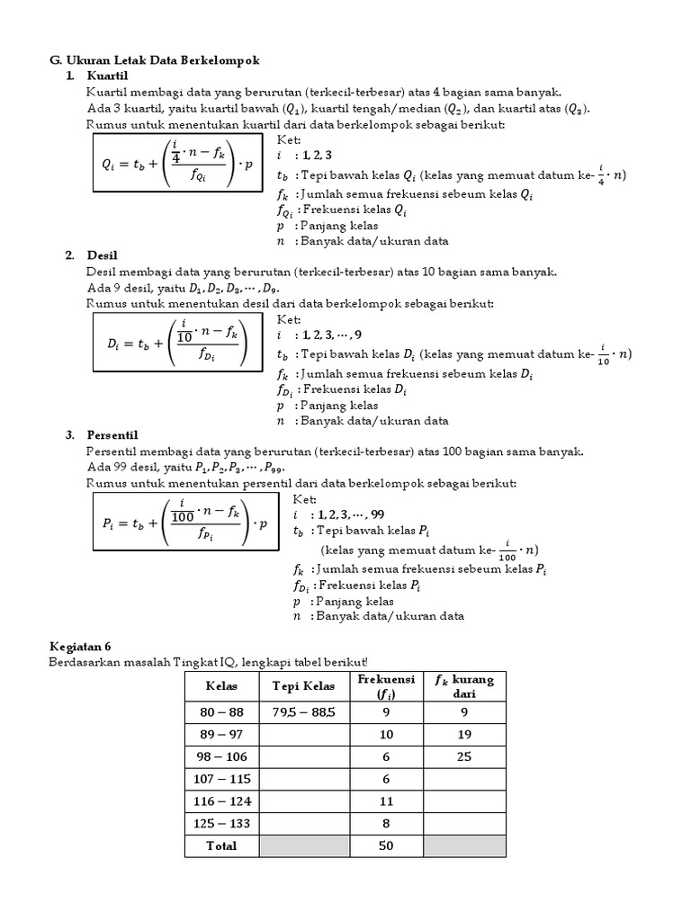 Ukuran Letak Data Berkelompok | PDF