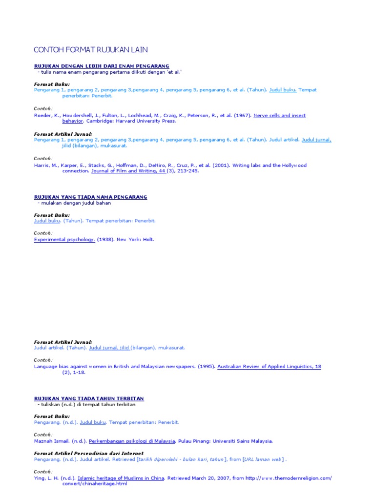 Contoh Format Rujukan | PDF
