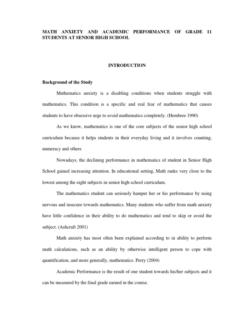 Math Anxiety and Academic Performance | PDF | Statistics ...