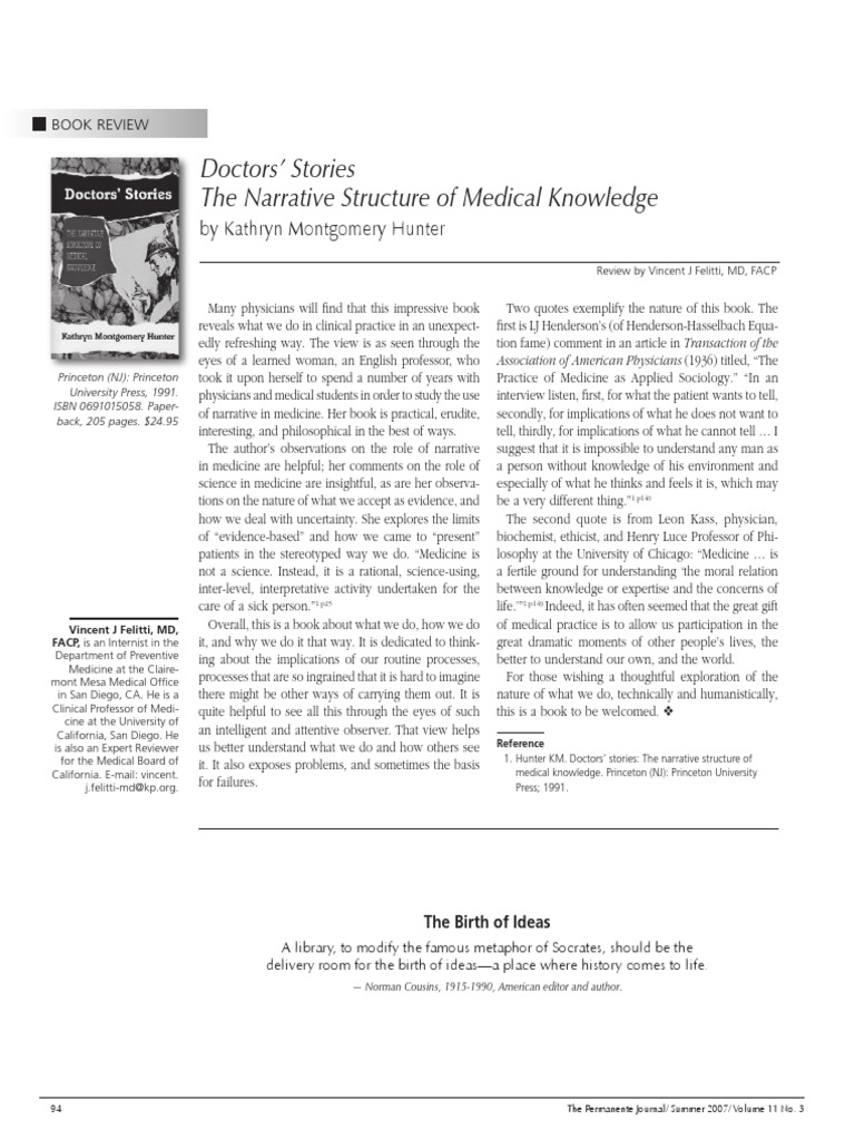 Doctors Stories The Narrative Structure of Medical Knowledge | PDF ...