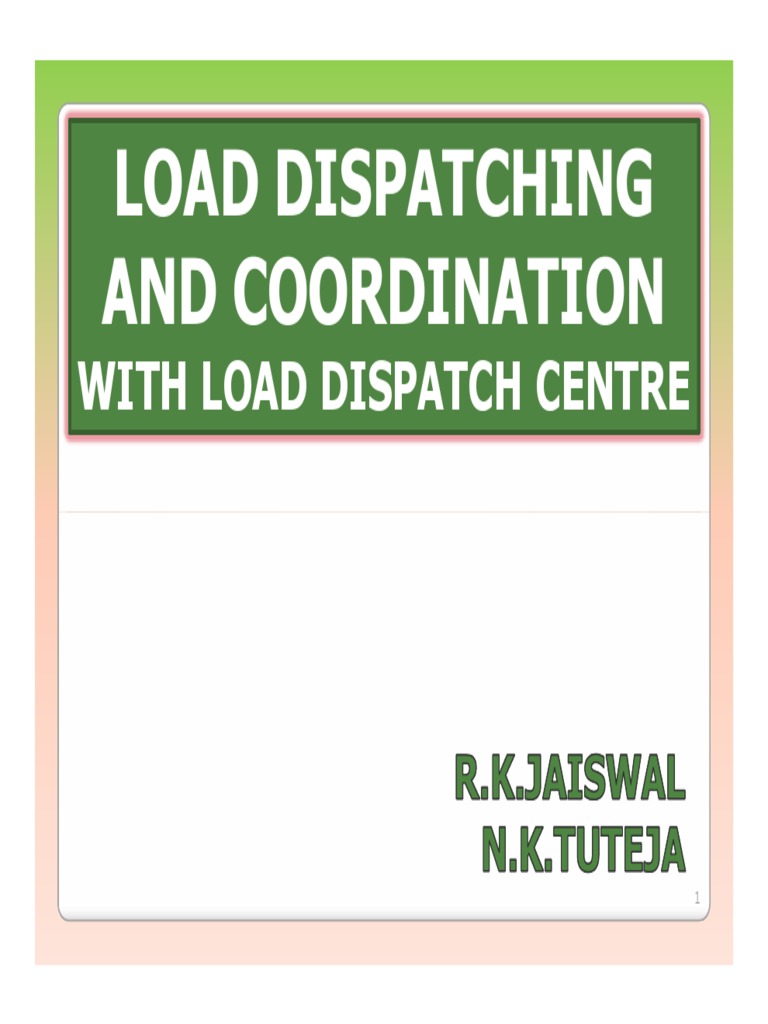 Load Dispatch Coordination Overview | PDF | Electrical Grid ...