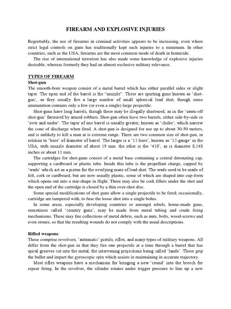 Firearm and Explosive Injuries | PDF | Shotgun | Gun Barrel