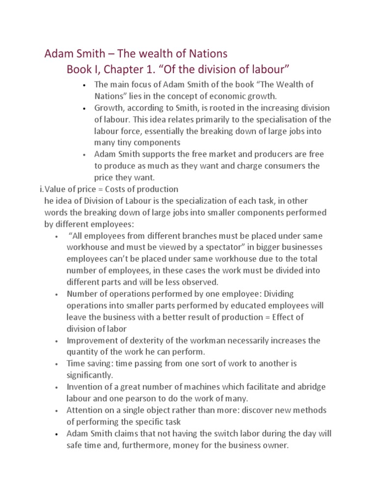 Adam Smith - The Wealth of Nations Book I, Chapter 1. "Of The Division ...