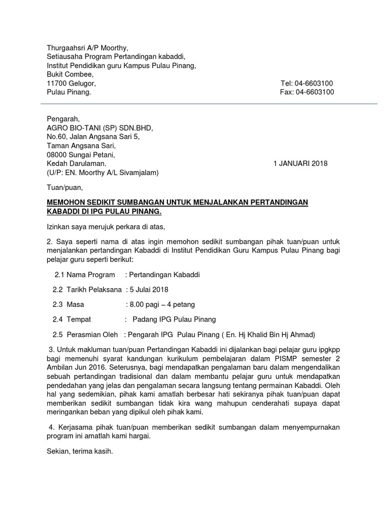 Surat Memohon Kertas Kerja | PDF