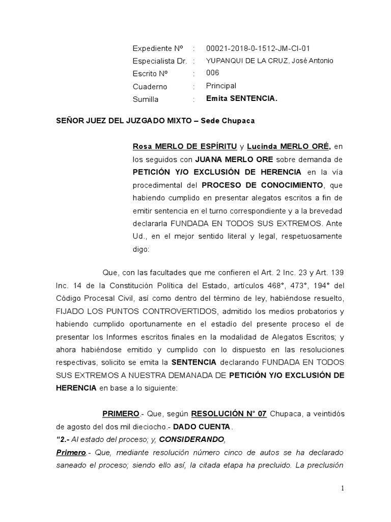 5) Emisión de Sentencia | Ley procesal | Evidencia (ley)