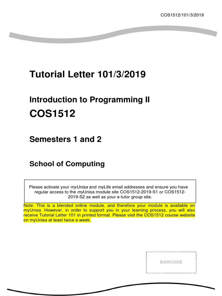 COS1512 Tut Letter 101 | PDF | Computer Programming | Online And Offline