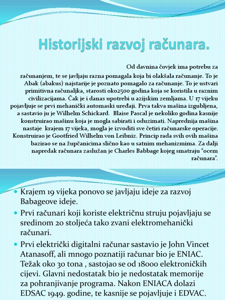 Historijski Razvoj Računara | PDF