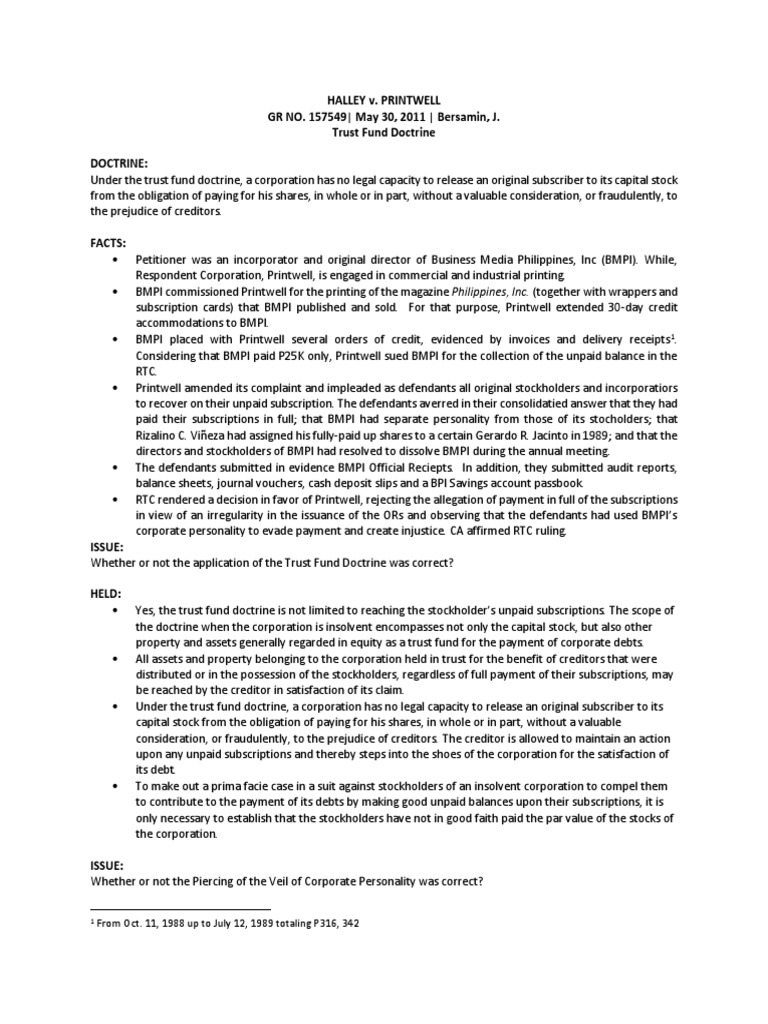 18 Halley v. Printwell, Inc. | PDF | Corporations | Trust Law