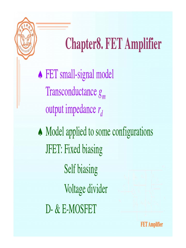 Chapter8. FET Amplifier: FET Small-Signal Model Transconductance G ...