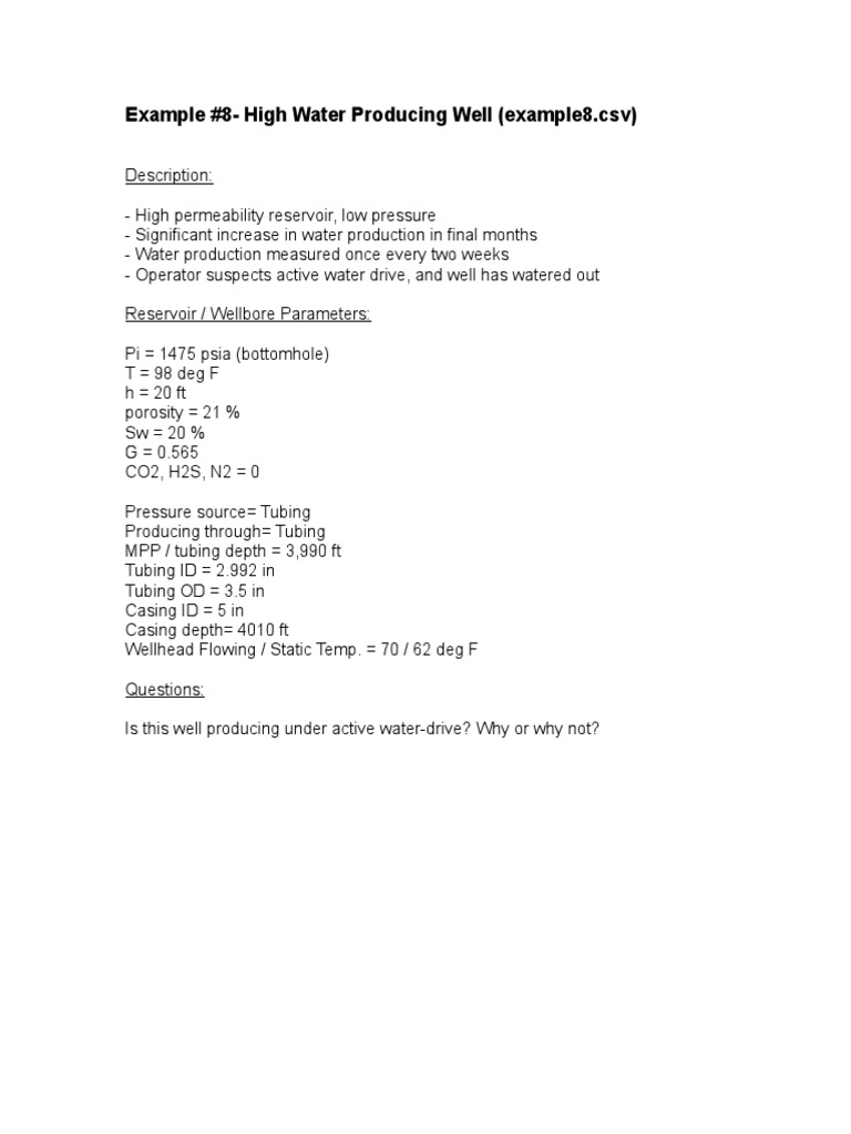 Example #8-High Water Producing Well (Example8.csv) | PDF
