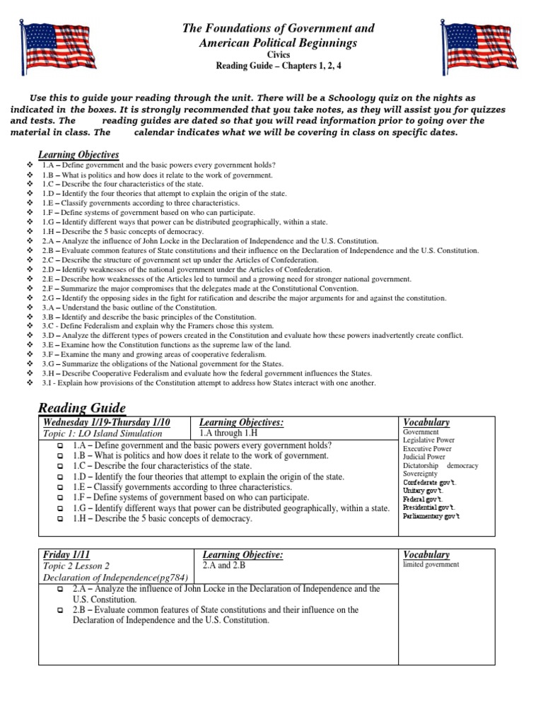 Unit 1 Read Guide | PDF | United States Constitution | Federalism