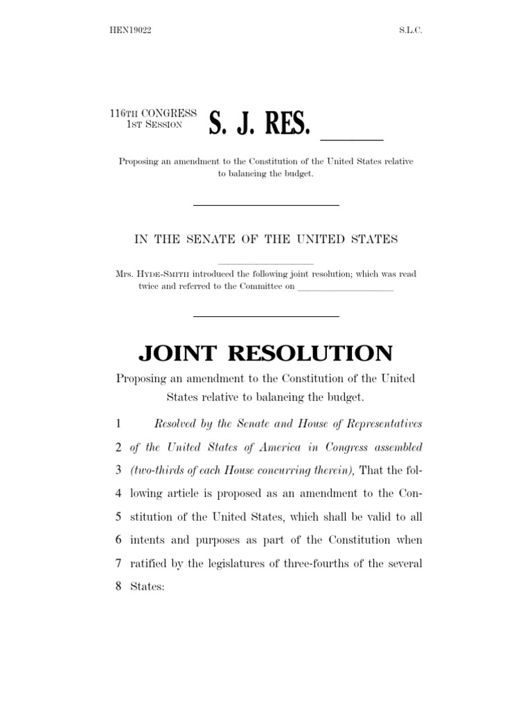 SJRes3 Balanced Budget Amendment | PDF | United States Congress ...