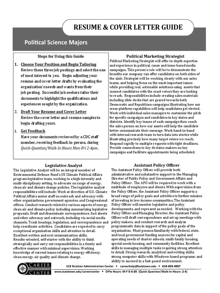 Political Science - Resume and Cover Letter GUIDE 2017 | PDF | Science ...