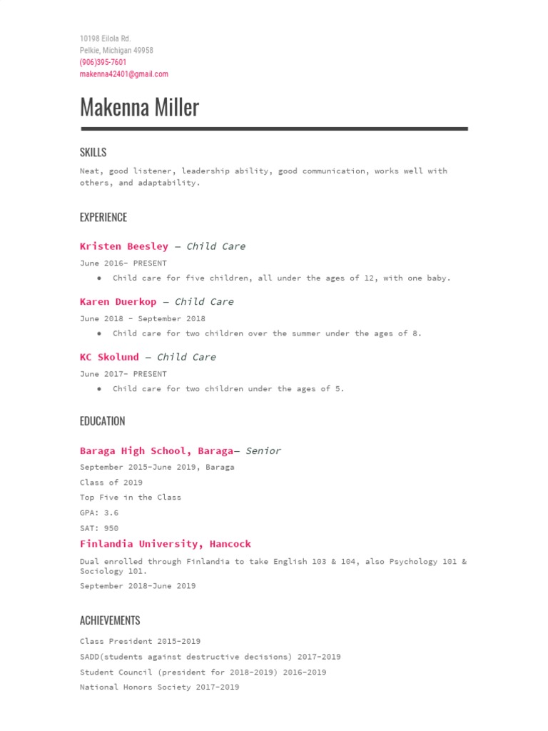 Makenna Miller: Skills | PDF