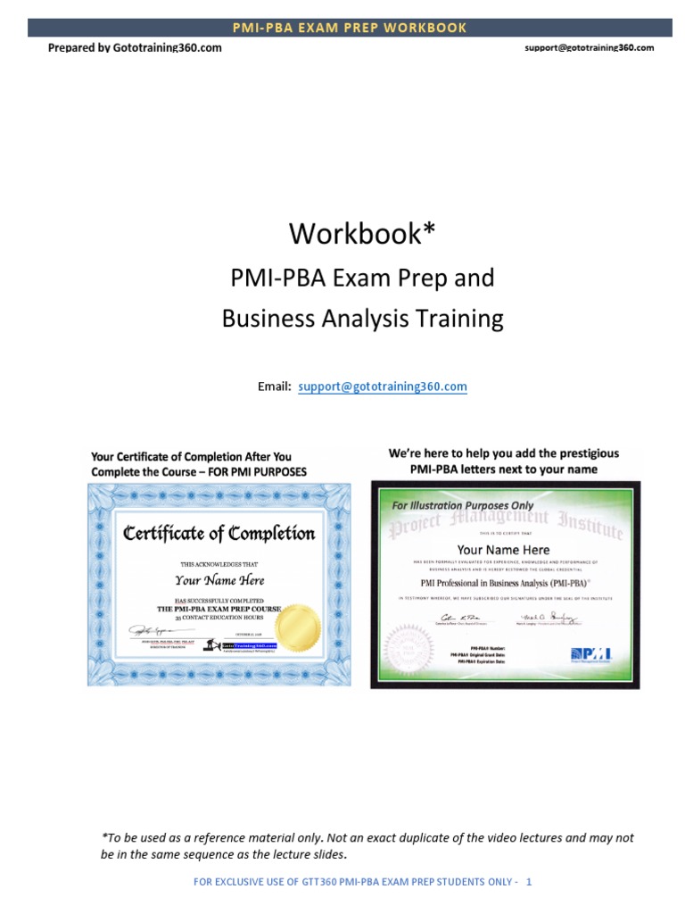 PMI-PBA Prep Workbook by Gototraining360 | PDF | Business Analysis ...