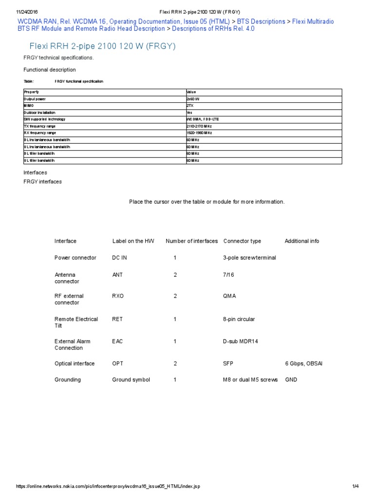 Flexi RRH 2-Pipe 2100 120 W (FRGY) | PDF | Electric Energy Consumption ...