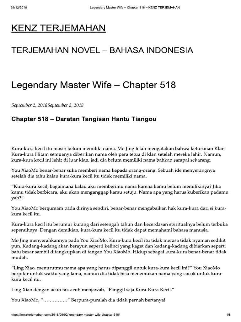 Legendary Master Wife - Chapter 518 - KENZ TERJEMAHAN | PDF