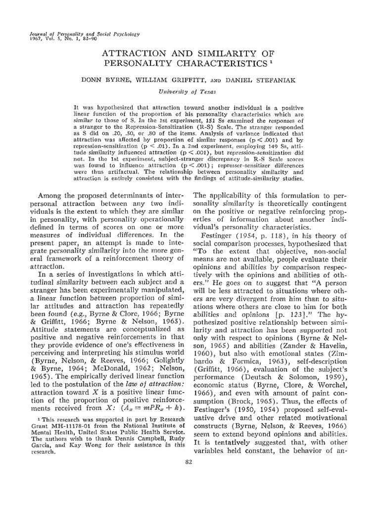 Attraction and Similarity | PDF | Interpersonal Attraction | Experiment
