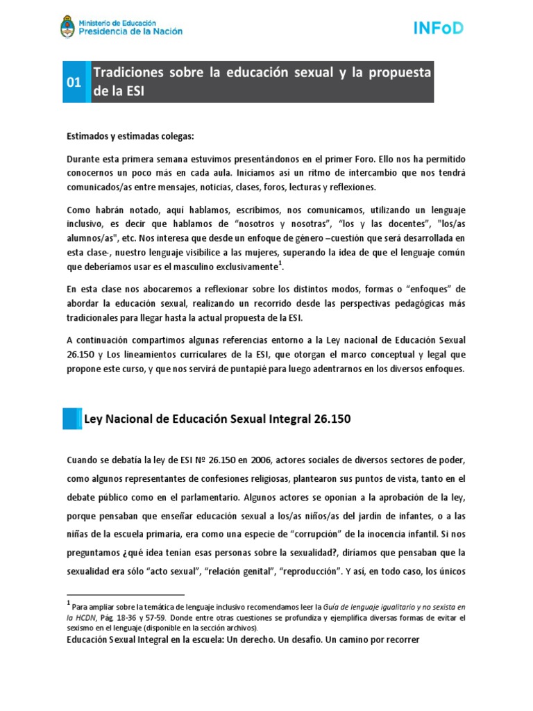39 - Clase01 ESI | Descargar gratis PDF | Educación sexual | Maestros