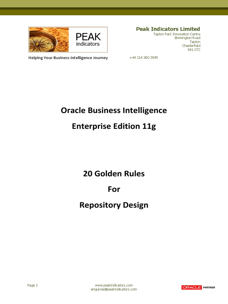 Oracle Business Intelligence Enterprise Edition 11g | PDF | Scientific Modeling | Data Management