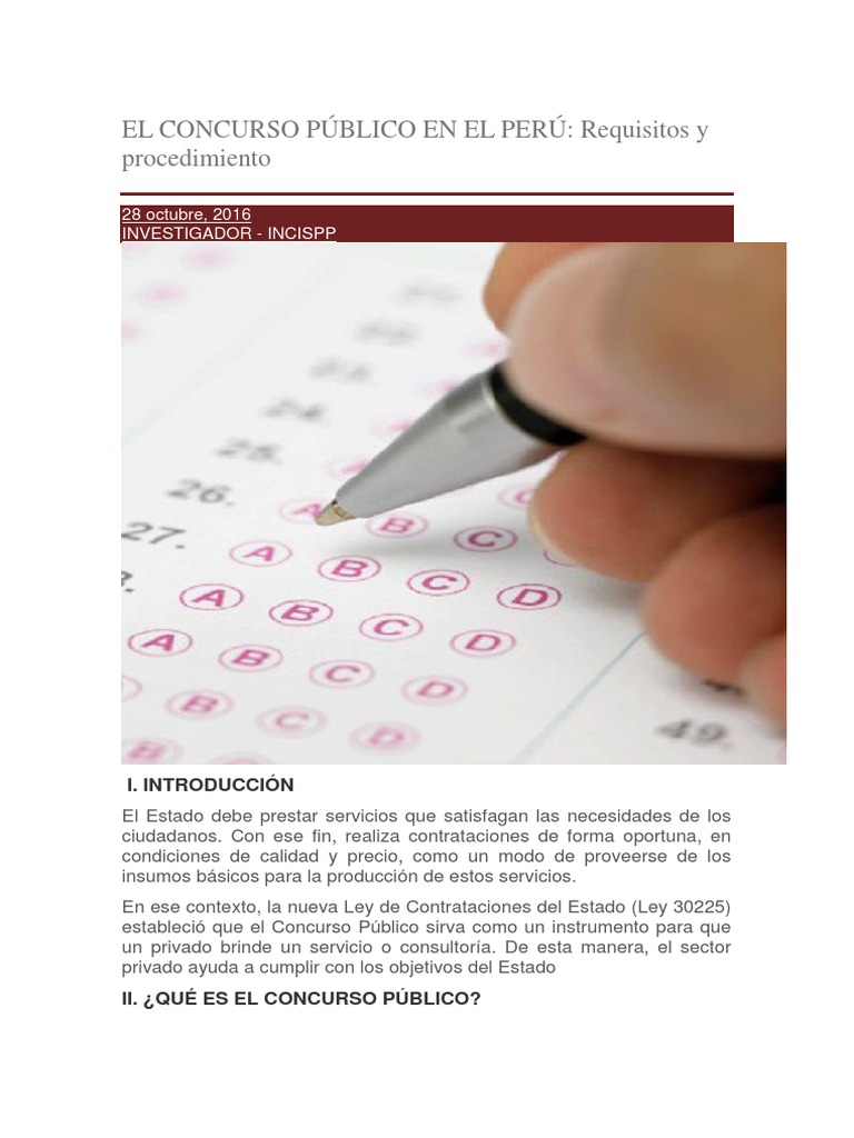 Concurso Público en Perú: Requisitos y Proceso | PDF | Estado (política ...