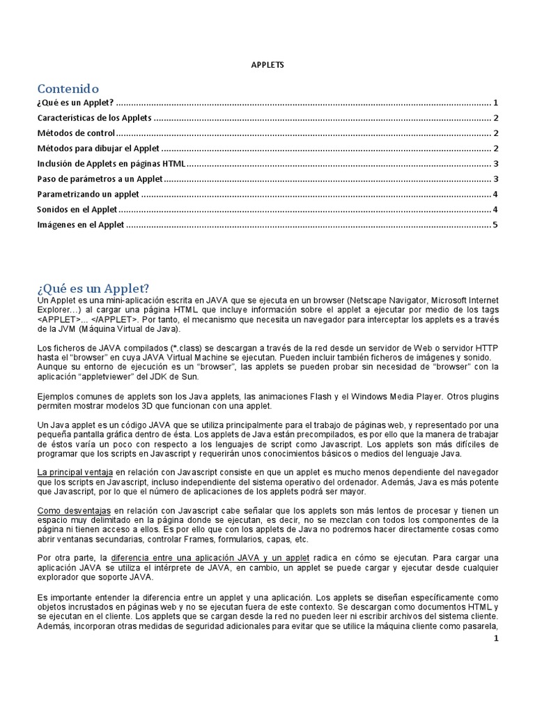 Applets | PDF | Java (lenguaje de programación) | Script Java