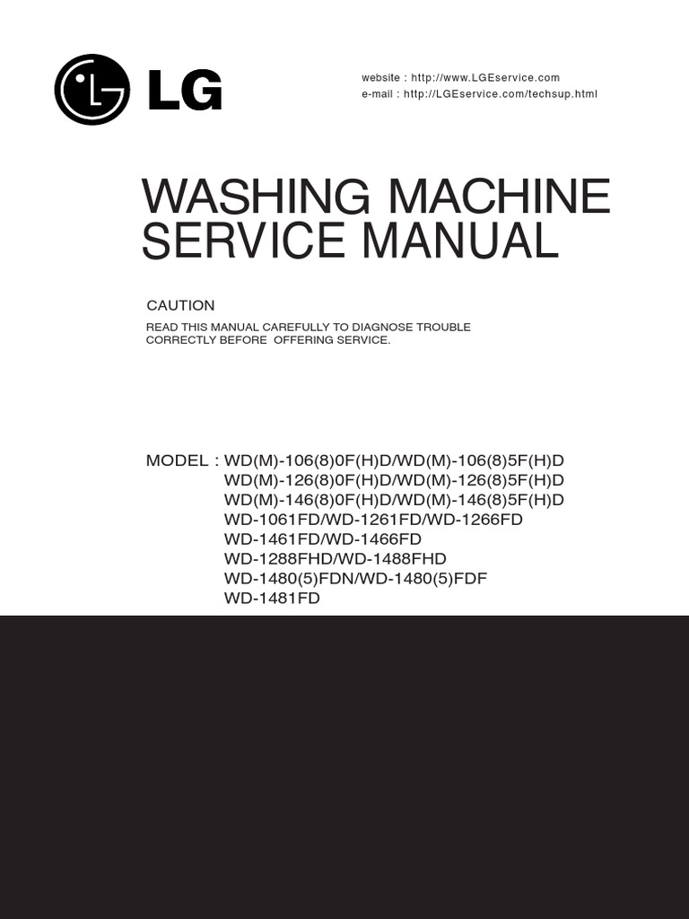 LG Washing Machine Service Manual | PDF | Washing Machine | Manufactured Goods