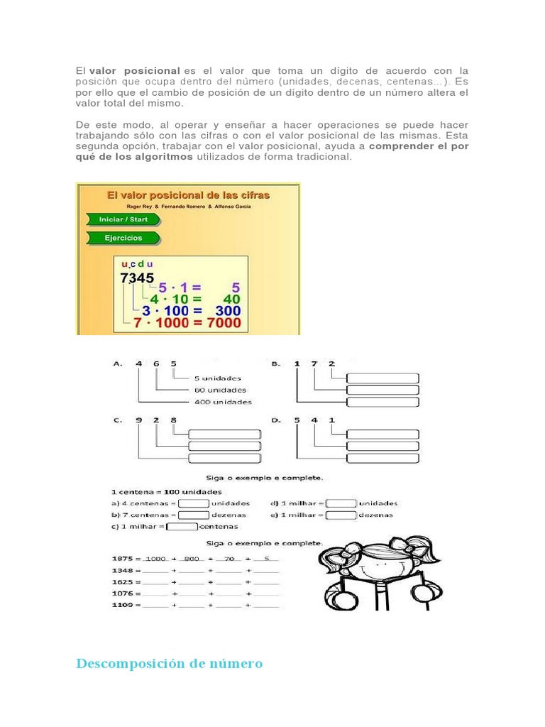 El Valor Posicional Es El Valor Que Toma Un Dígito de Acuerdo Con La ...