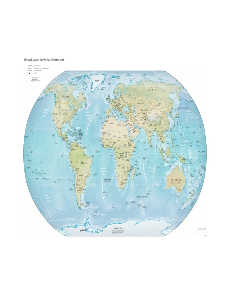 Physical World Map Overview 2016 | PDF | Arctic Ocean | Polar Regions ...