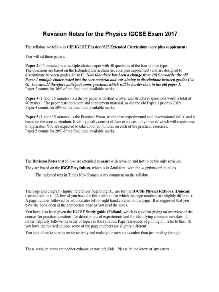 Revision Notes IGCSE 2017 | PDF | Momentum | Gases