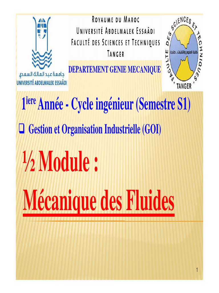 Introduction à la Mécanique des Fluides | PDF | Écoulement laminaire ...
