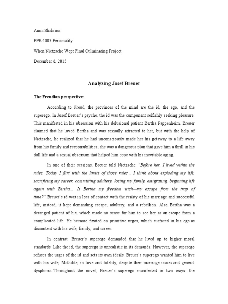 Analyzing Josef Breuer in When Nietzsche | PDF | Id | Carl Jung