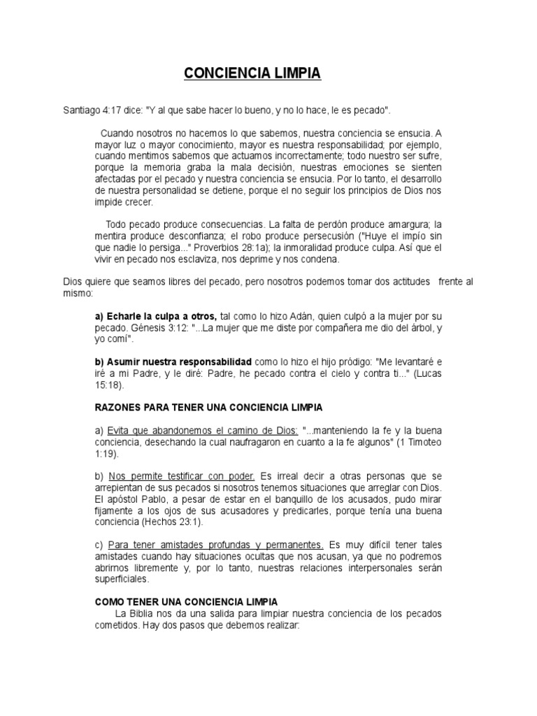 Conciencia Limpia | PDF | Pecado | Perdón