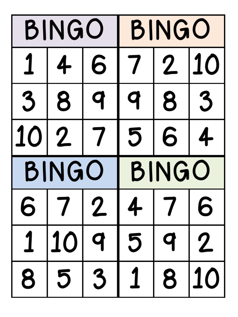 Bingo Numbers 1-10 Overview | PDF | Games & Activities